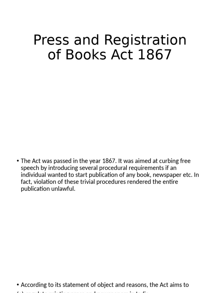 Press and Registration of Books Act | PDF