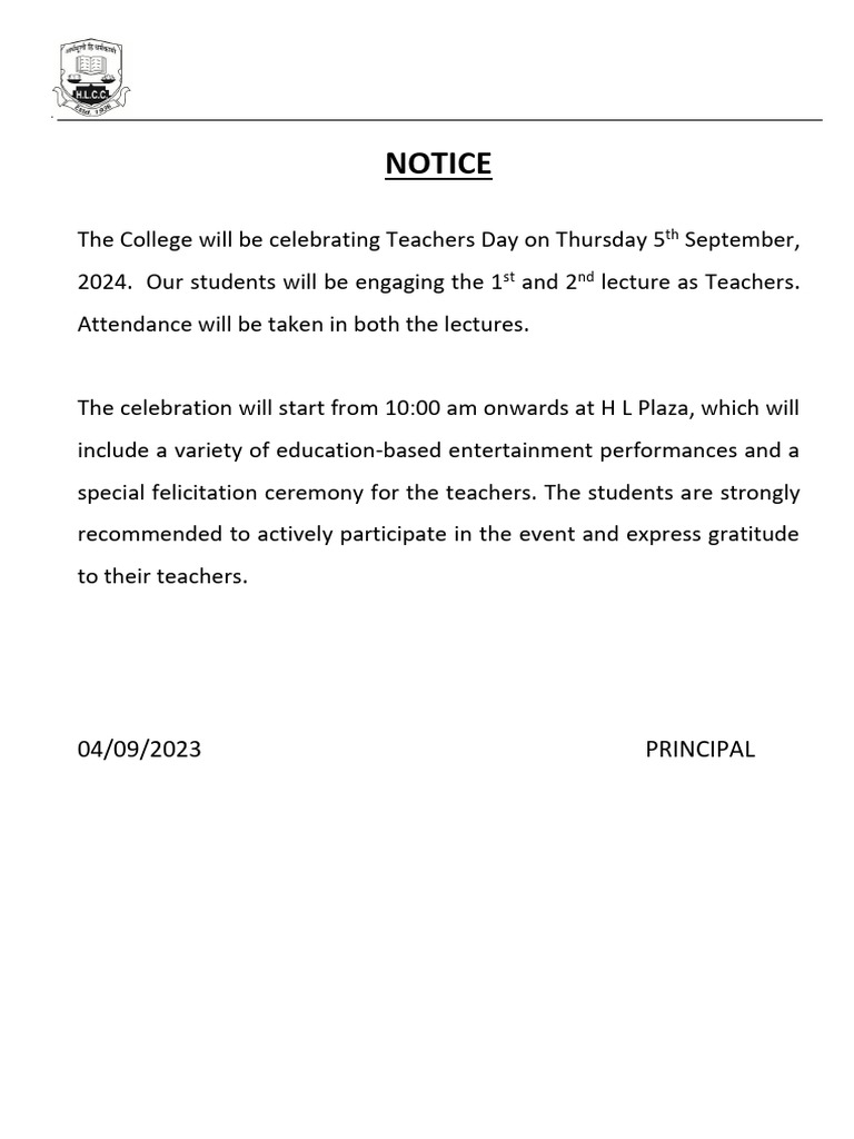 H L College of Commerce: Notice | PDF