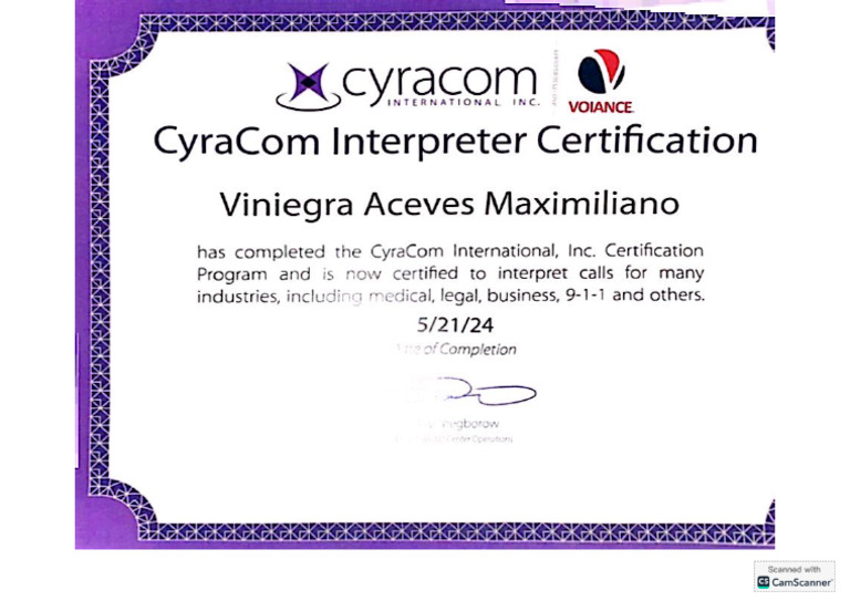 Cyracom Int Certificate | PDF