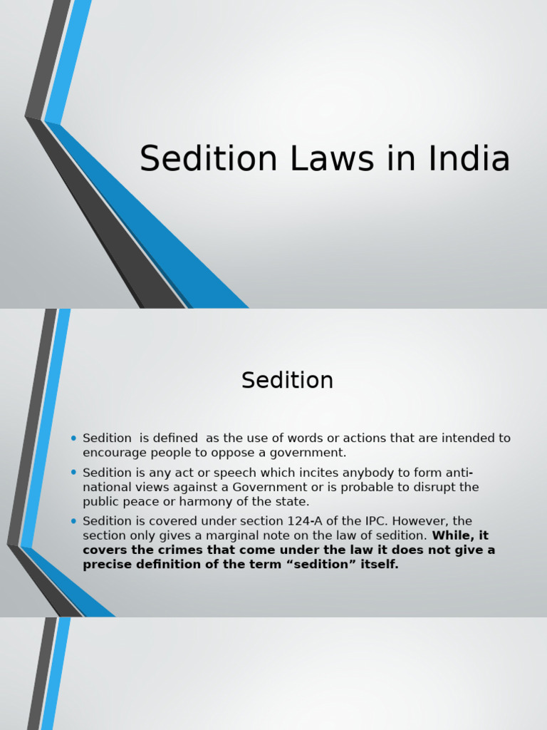 Sedition Laws in India | PDF | Justice | Crime & Violence