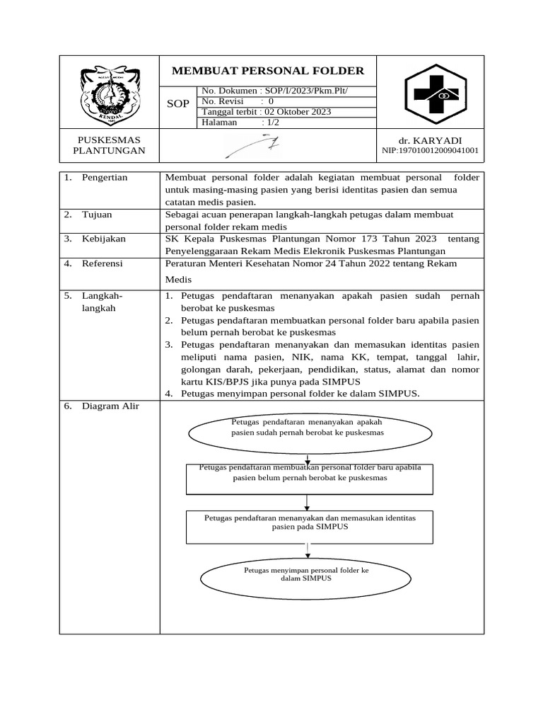 Sop Membuat Personal Folder Rme | PDF