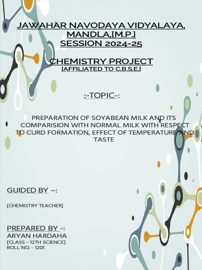 CHEMISTRY PROJECT ARYAN | PDF | Milk | Soy Milk