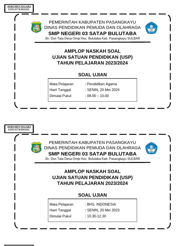 Sampul Amplop Ujian | PDF | Kesehatan Holistik