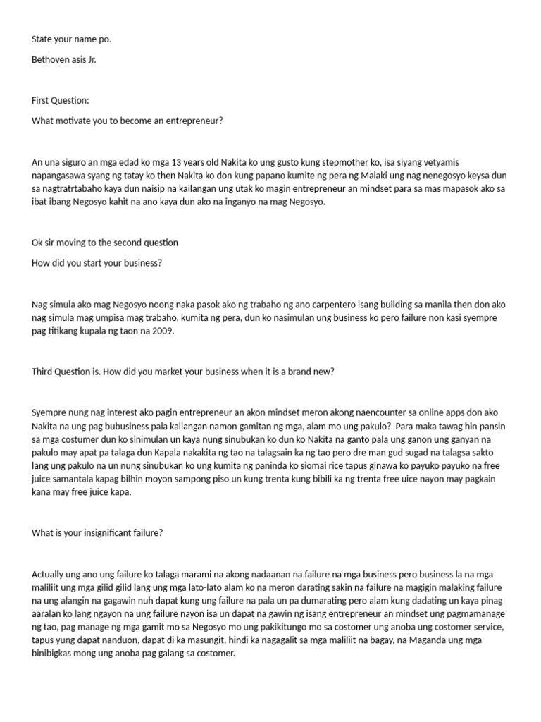 State Your Name Po | PDF