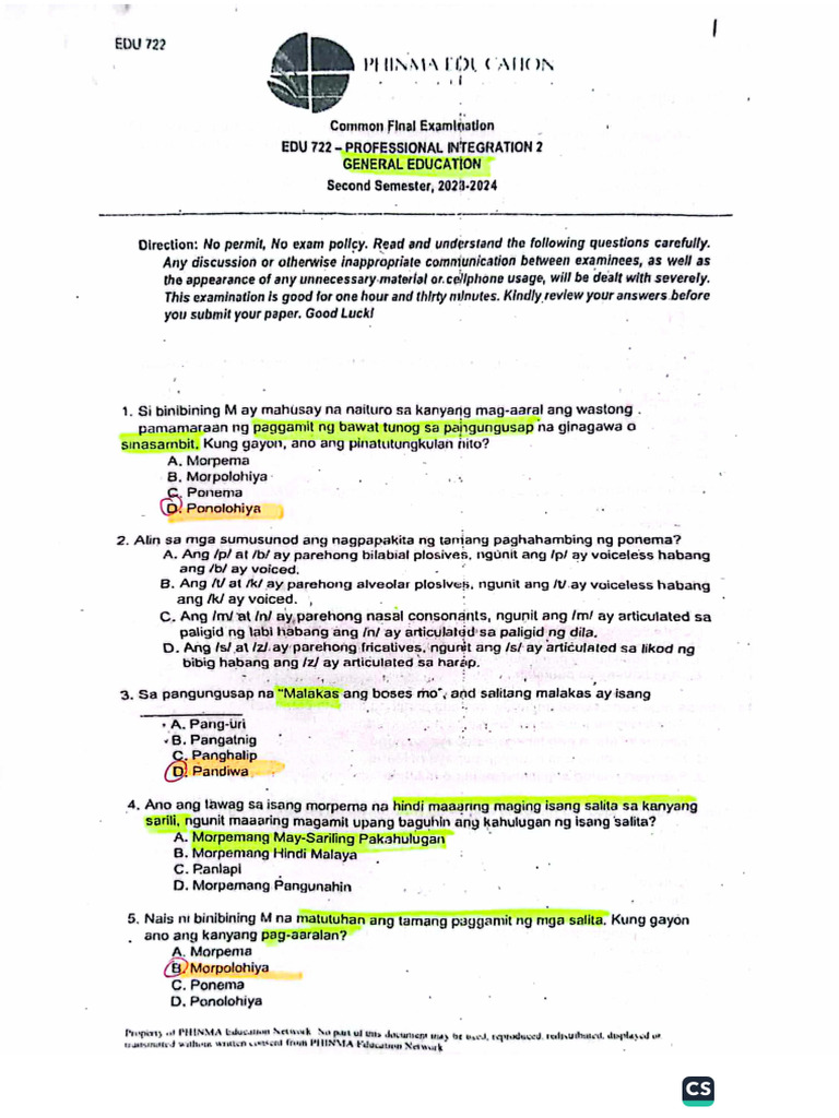 Gen Ed p3 Final Exam | PDF