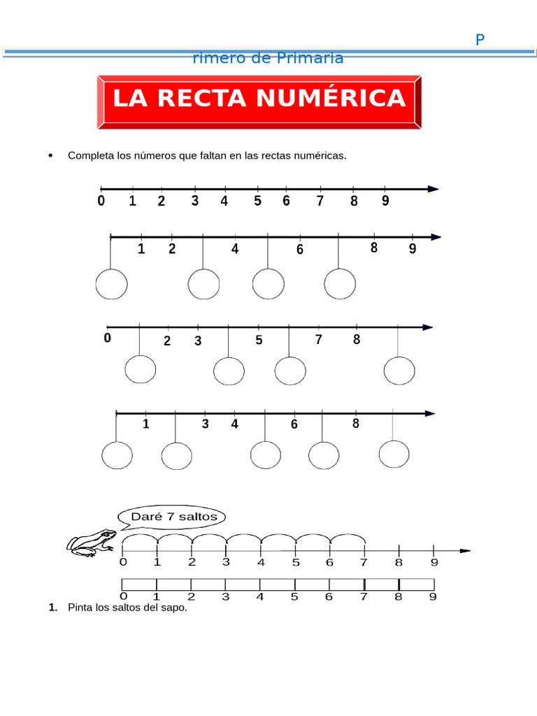 FICHA LA RECTA NUMERICA | PDF