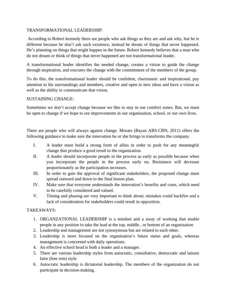 Transformational Leadership | PDF | Leadership | Transformational ...