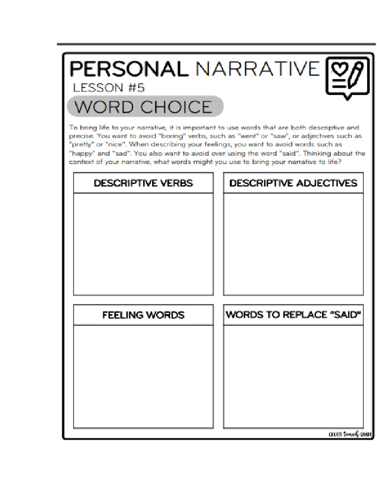 Peronsal Narrative Descriptive Words | PDF
