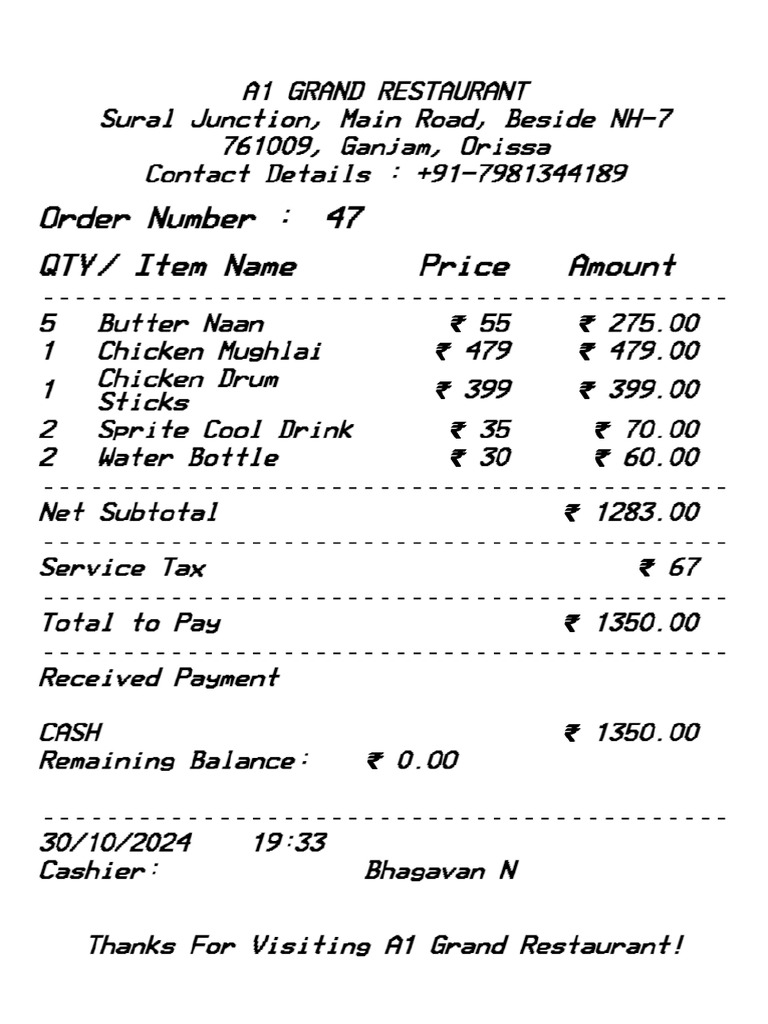 Diwali Dinner Bill - PNG | PDF
