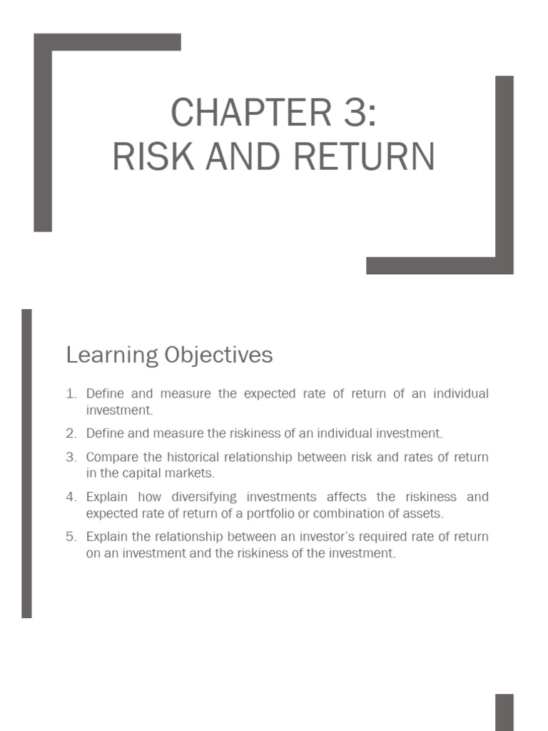 Chapter 3 - Risk and Return | PDF | Financial Risk | Diversification ...