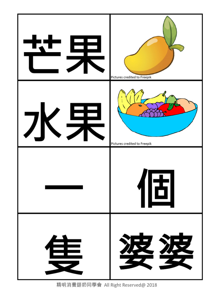 Chinese Flashcards - Fruits | PDF