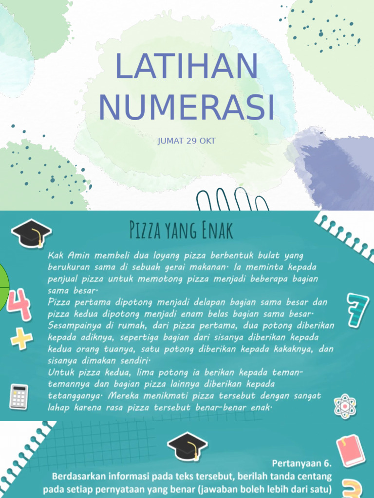 Latihan Numerasi Jumat 29 Okt | PDF
