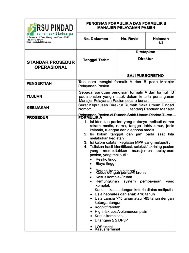 Panduan Pengisian Formulir Pasien RS Pindad | PDF