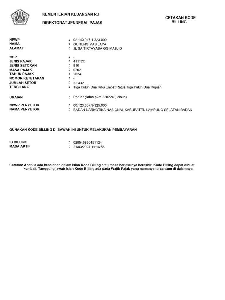 033 PPH Pembelian Perlengkapan Peserta P2m Jcloud | PDF