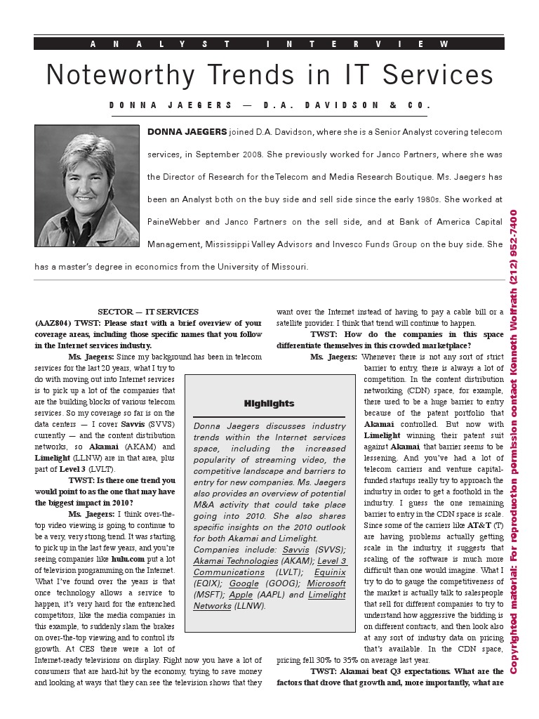 Noteworthy Trends in IT Services: A N A L Y S T I N T E R V I E W | PDF ...