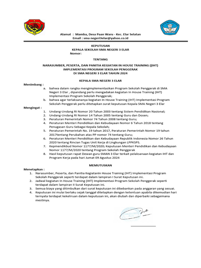 SK Panitia Iht 2024 | PDF