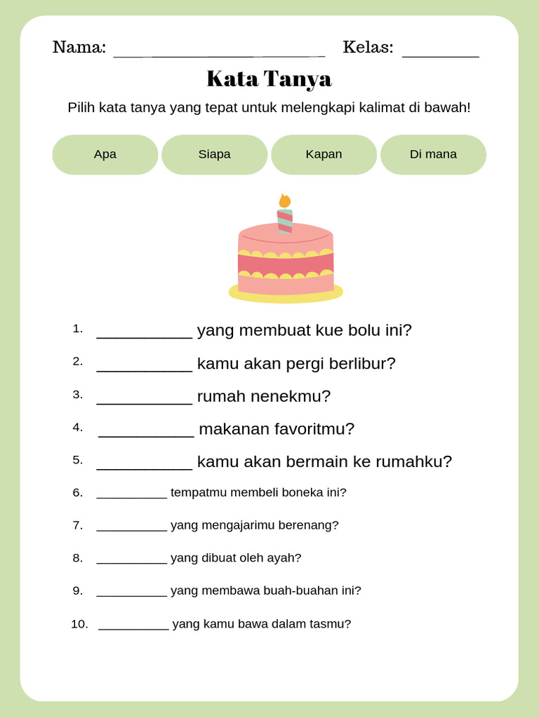 Latihan Kata Tanya untuk Siswa | PDF