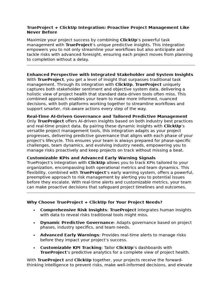 ClickUP Integration | PDF | Project Management | Performance Indicator