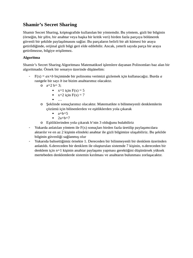 Shamir's Secret Sharing | PDF