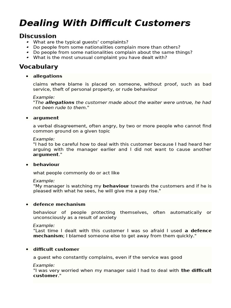 Dealing With Difficult Customers | PDF | Anger | Conversation