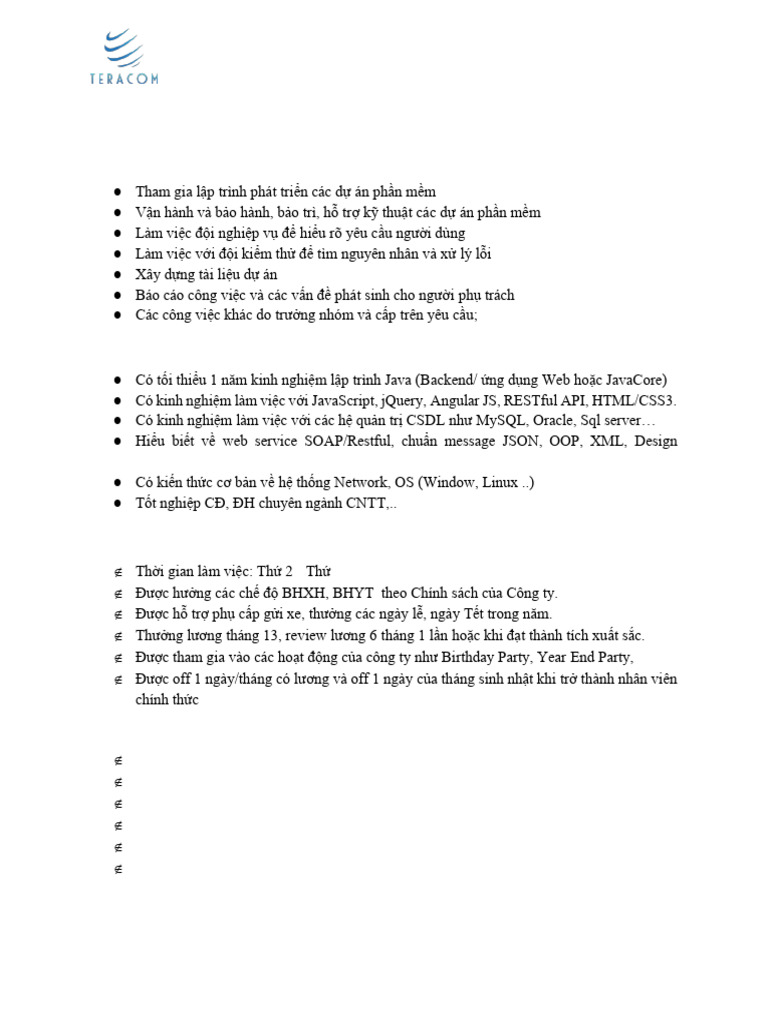 (Teracom Global) JD Junior Java | PDF