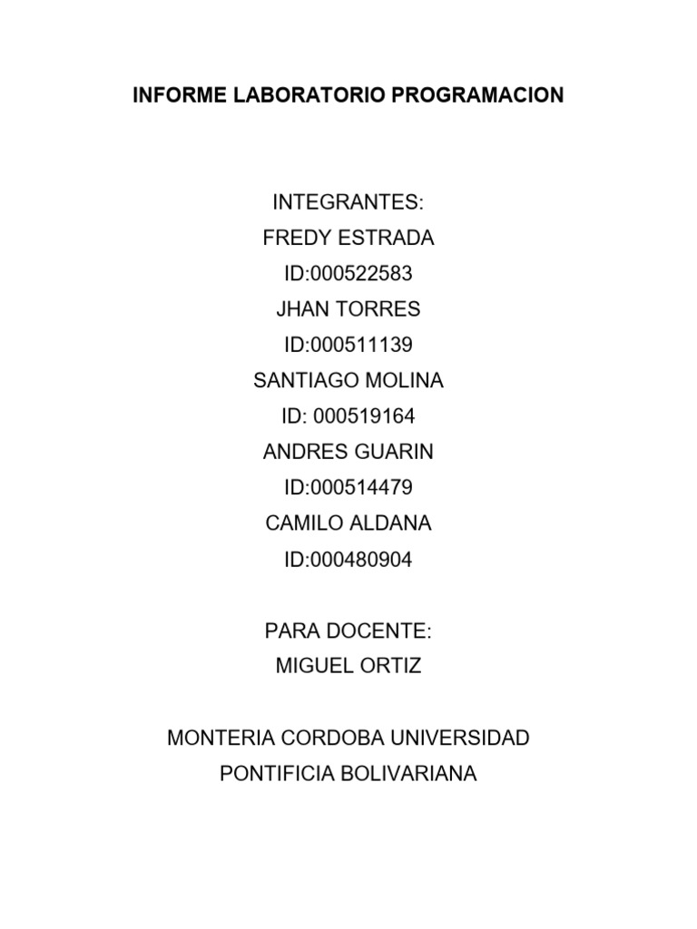 Informe de Programacion | PDF | Tecnología