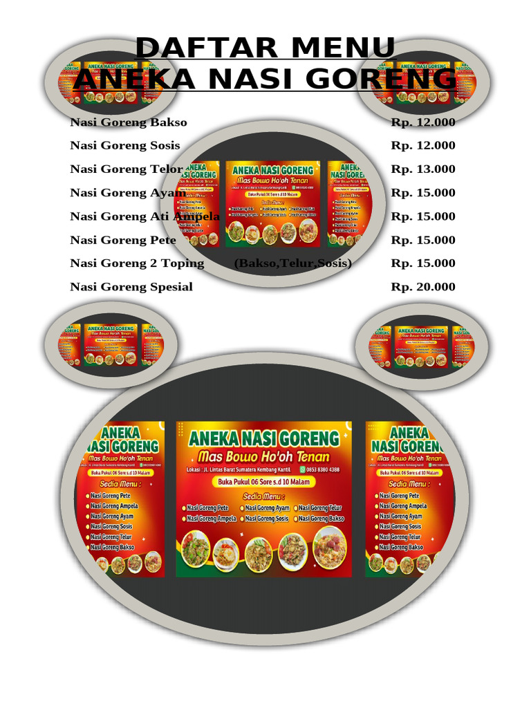 Daftar Menu Nasi Goreng | PDF