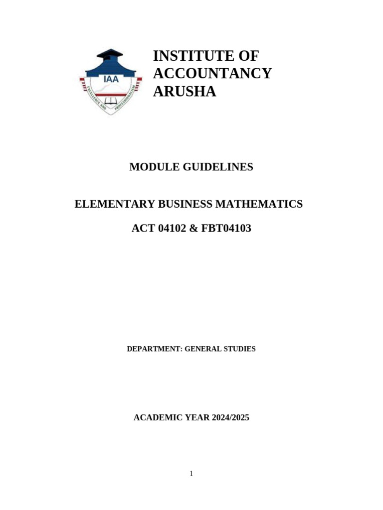 Mathematics Module Guideline | PDF | Mathematics | Statistics