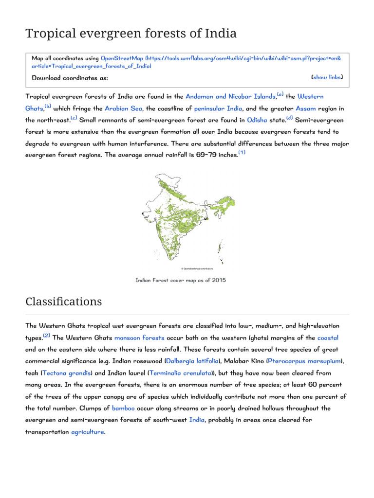 Tropical Evergreen Forests of India - Wikipedia | PDF | Trees