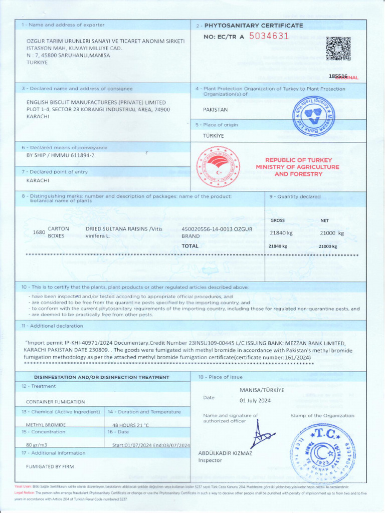 Phytosanitary Certificate Antrag – HHCT