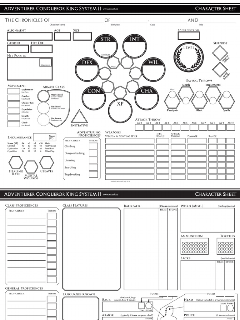 ACKSII - Character Sheet - 5 Pages - MONO - (2024-10-21) | PDF