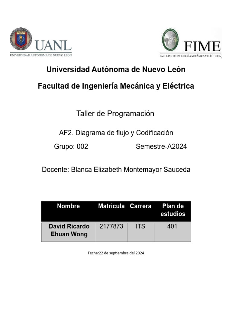 AF2 Diagramas de Flujo y Codificación | PDF