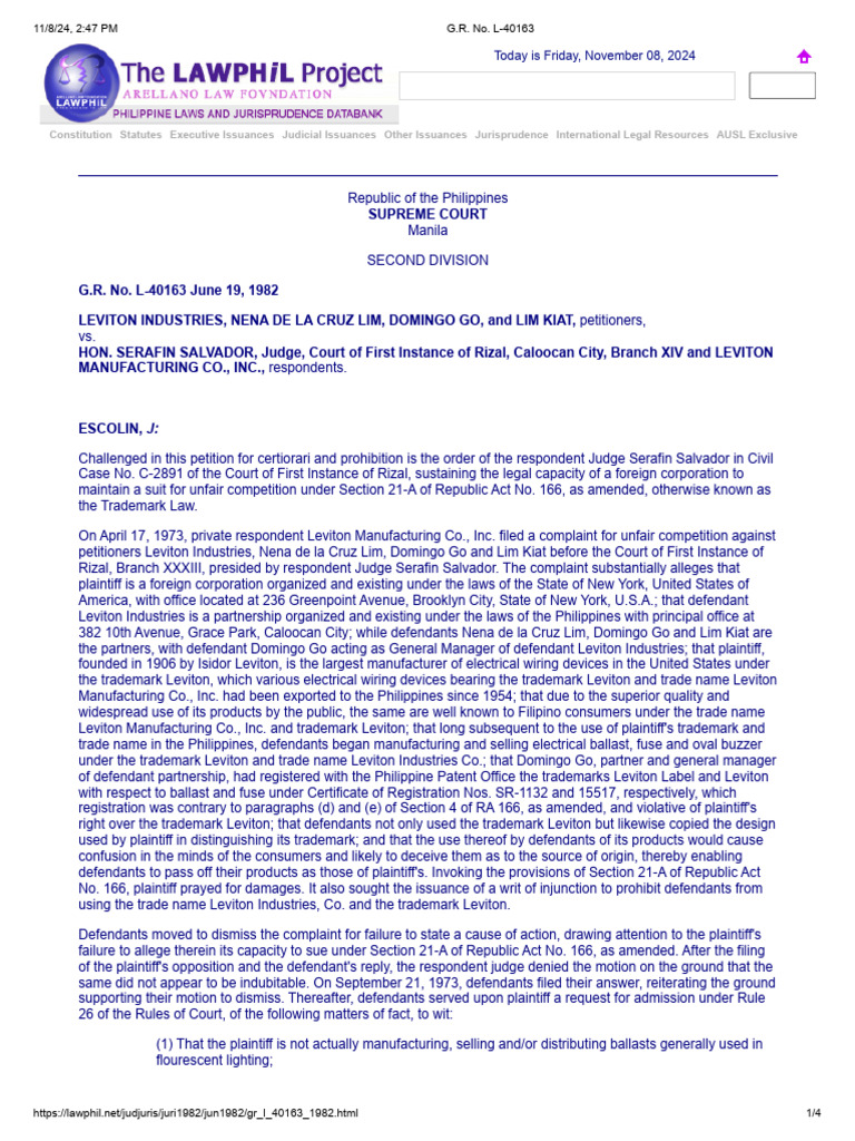 leviton | PDF | Trademark | Lawsuit