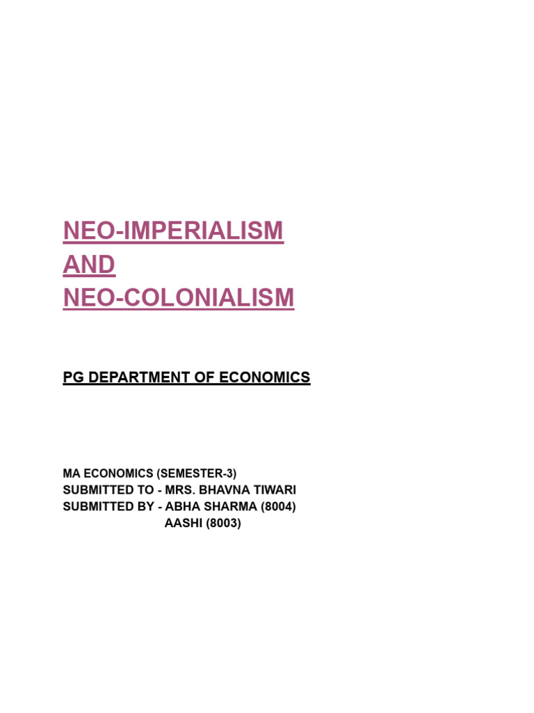 Neo-Imperialism and Neo-Colonialism | PDF | Developing Country | Structural Adjustment