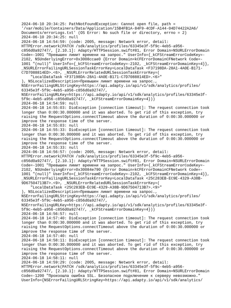 Error Logs | PDF | Internet Protocols | Software Engineering