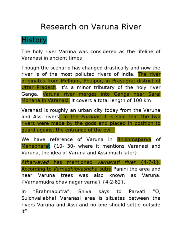 History and Significance of Varuna River | PDF | Hindu Mythology ...