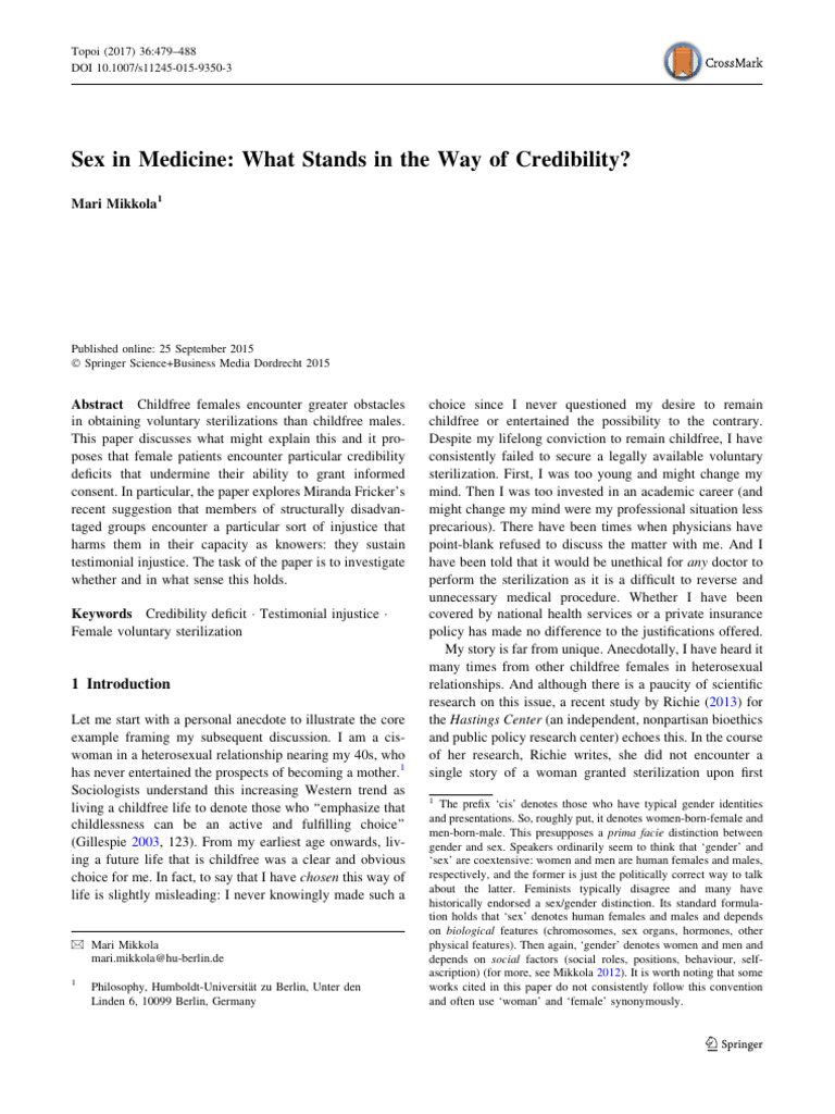 Mikkola Sex in Medicine | PDF | Bias | Attitude (Psychology)