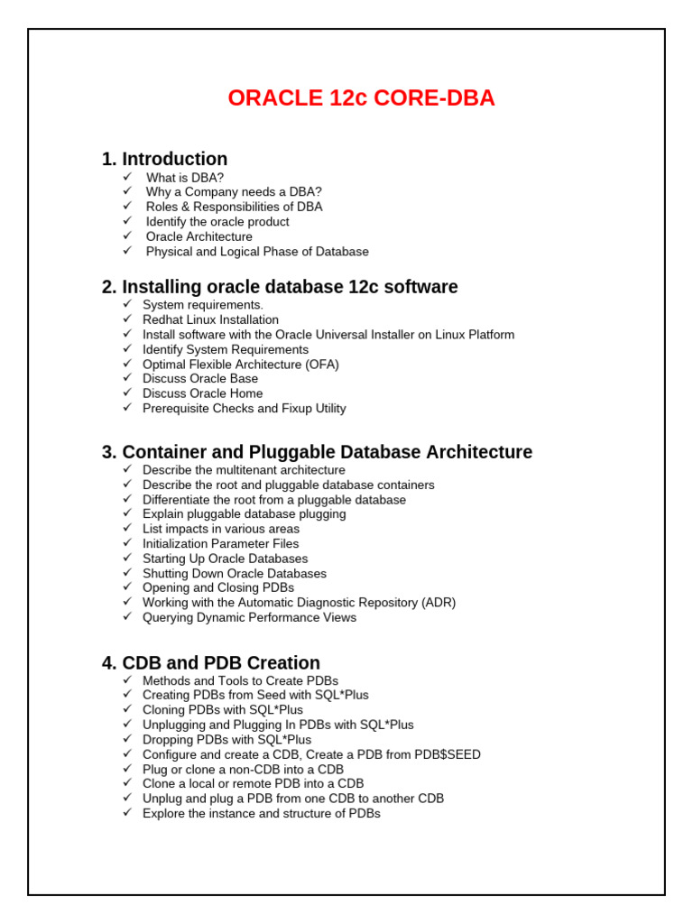 ORACLE CORE DBA 12c | PDF | Databases | Backup