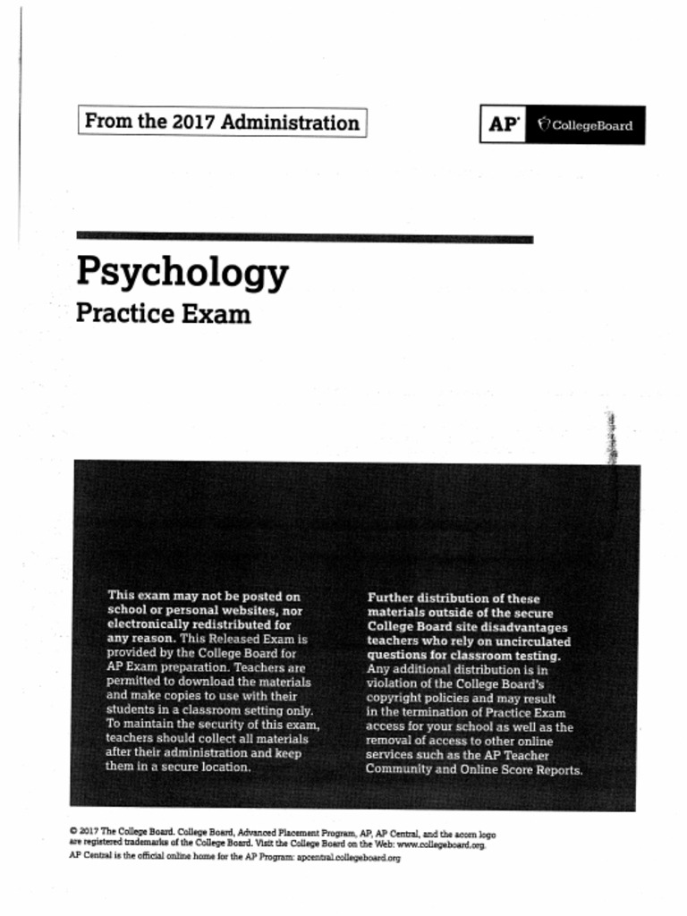 AP Psychology Test Paper 2017 | PDF