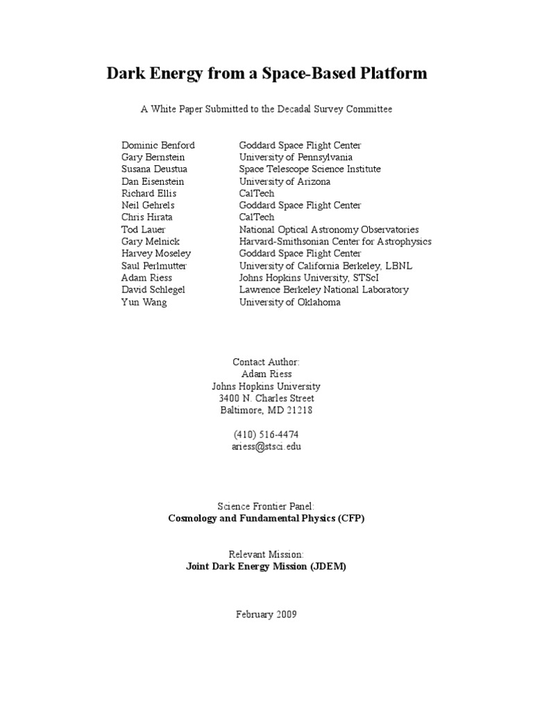 Understanding Dark Energy via JDEM | PDF | Dark Energy | Physical Cosmology