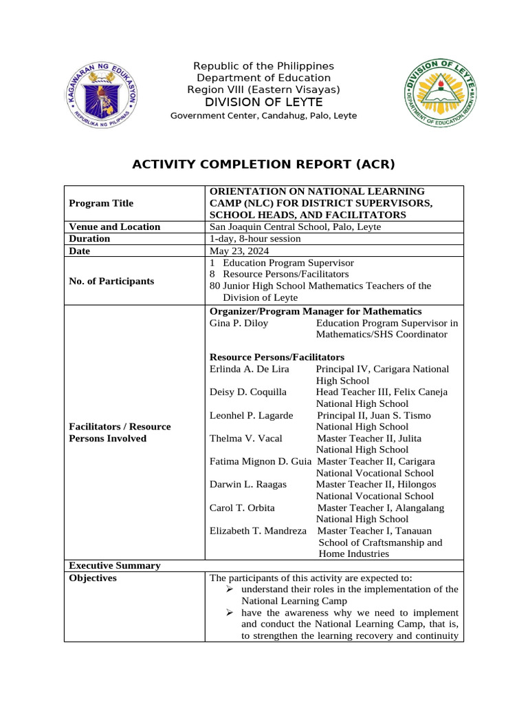 NLC Orientation - ACR | PDF | Learning | Teachers