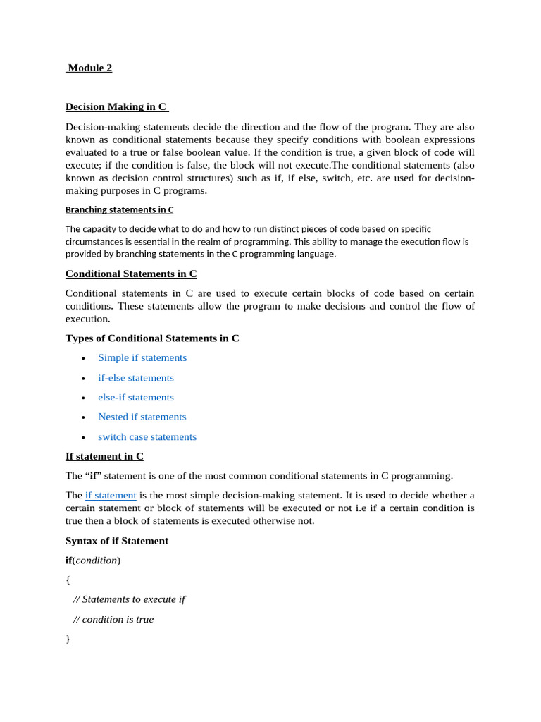 Mod2c Pdf Control Flow C Programming Language 3542