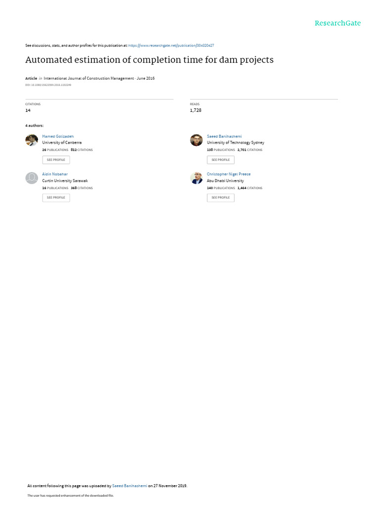 Automated Dam Project Duration Estimation | PDF | Dam | Concrete