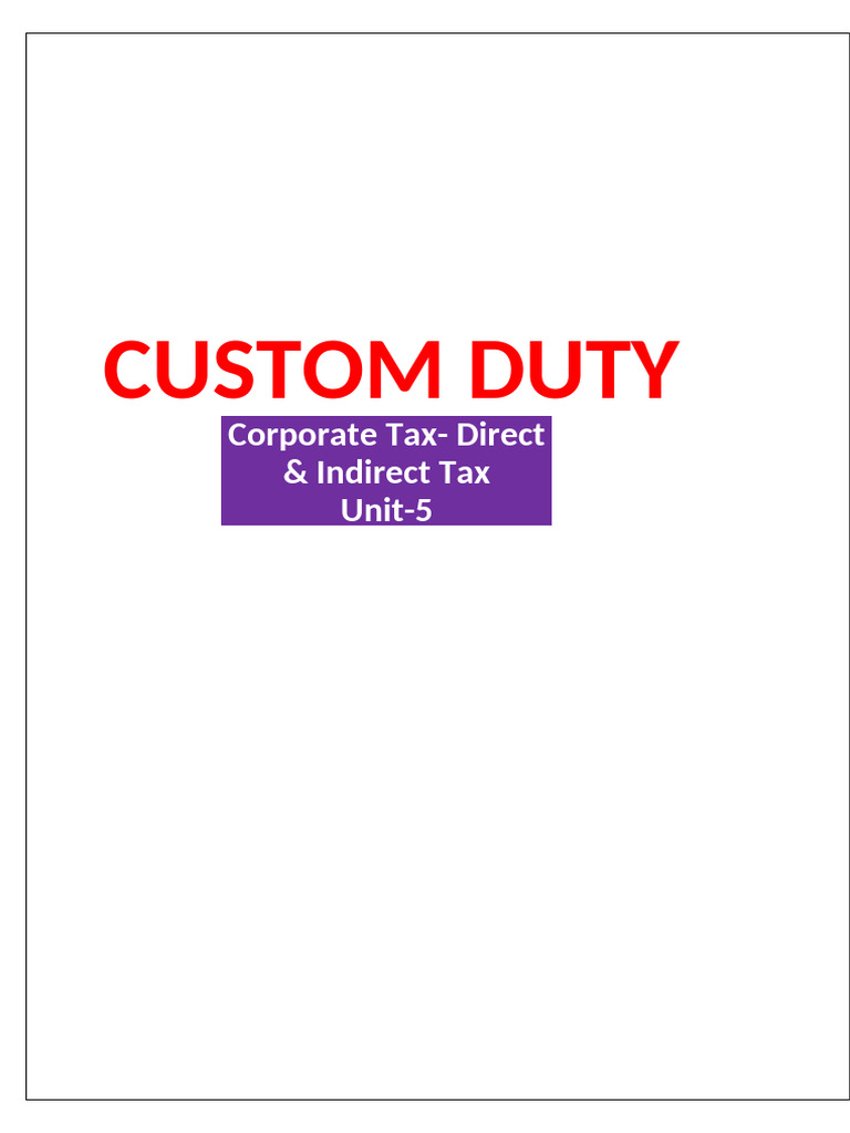 Custom Act Unit-5 | PDF | Dumping (Pricing Policy) | Territorial Waters
