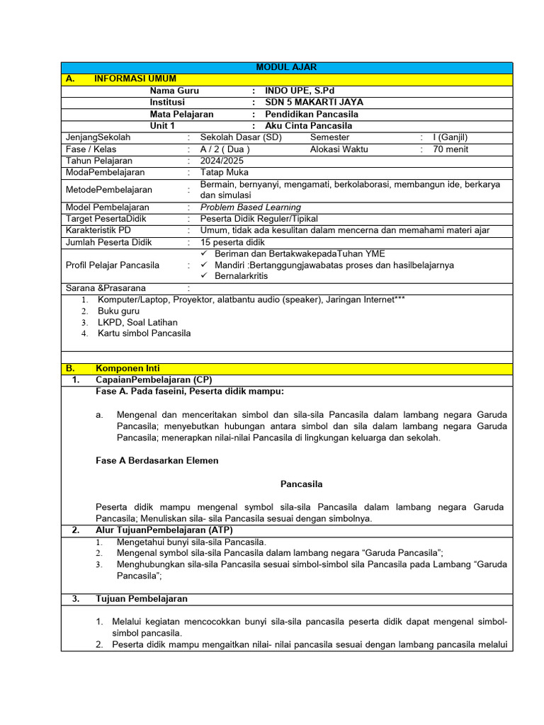 Perangkat Pembelajaran - Indo Upe - 9243402234 | PDF | Karier ...
