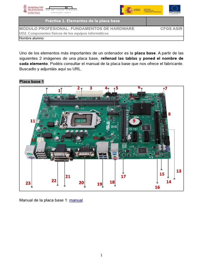 Elementos Clave de la Placa Base | PDF | Hardware de la computadora | USB