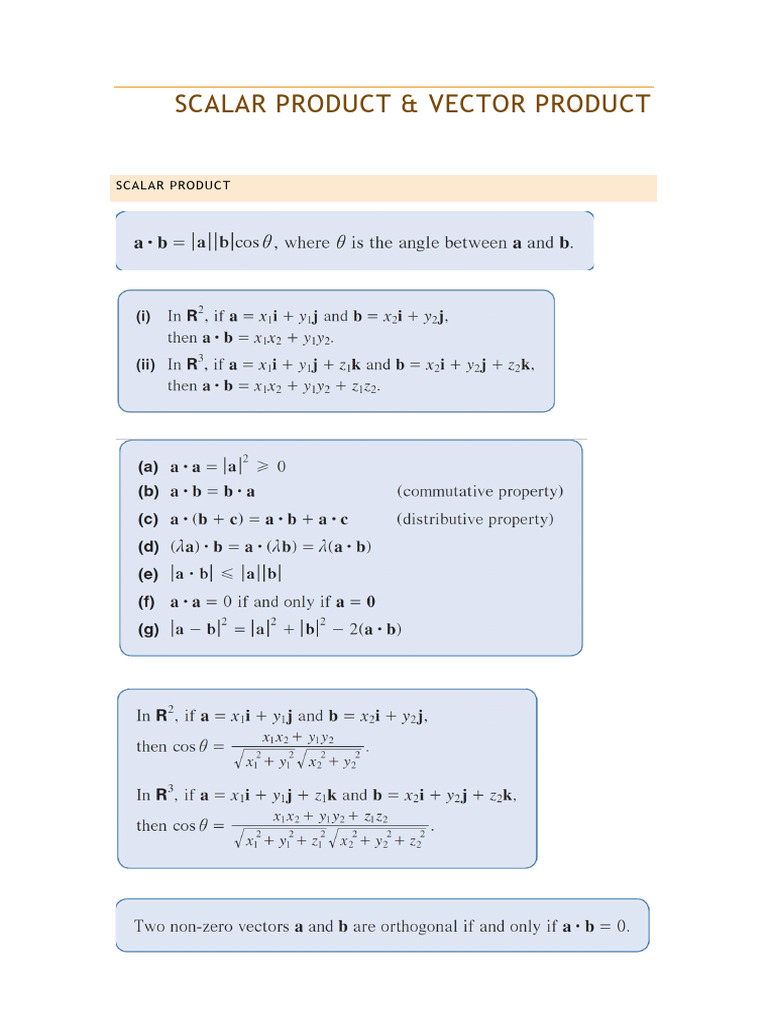 Scalar & Vector Product | PDF | Home & Garden | Computers
