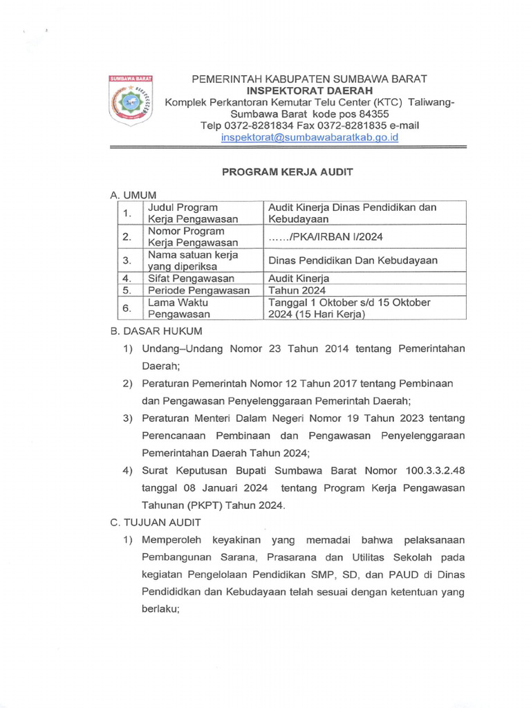 PKA Audit Kinerja Dikbud 2024 | PDF