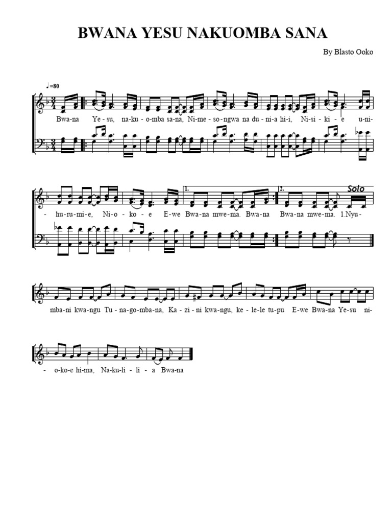 Bwana Yesu Nakuomba Sana | PDF