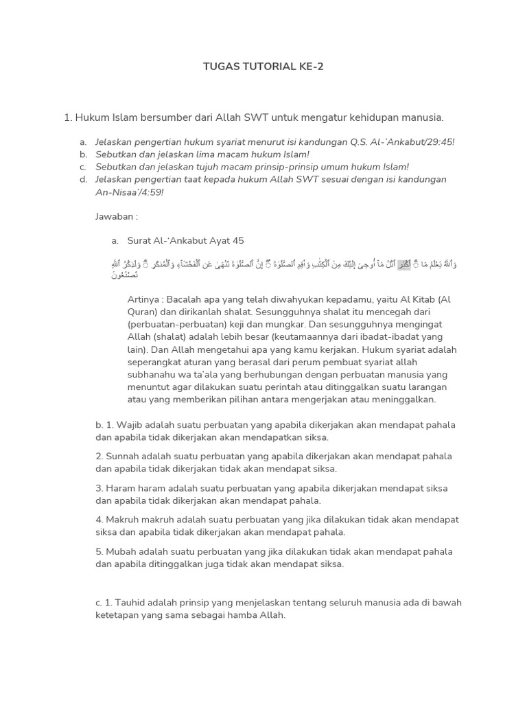 Tugas Tutorial Pai Ke-2 Universitas Terbuka | PDF